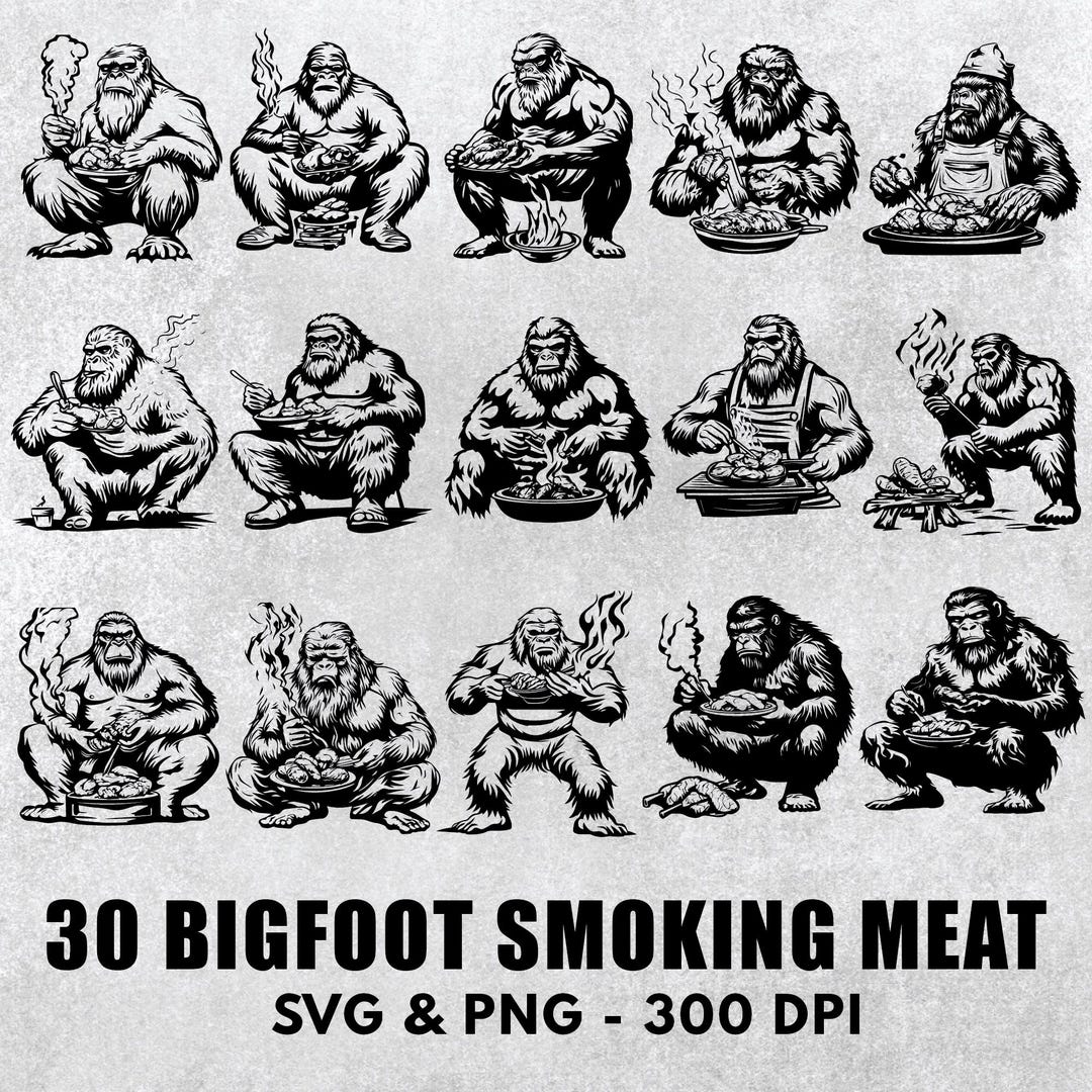 Bigfoot Smoking Meat Svg Bundle, Bigfoot Smoking Meat Silhouette Png ...