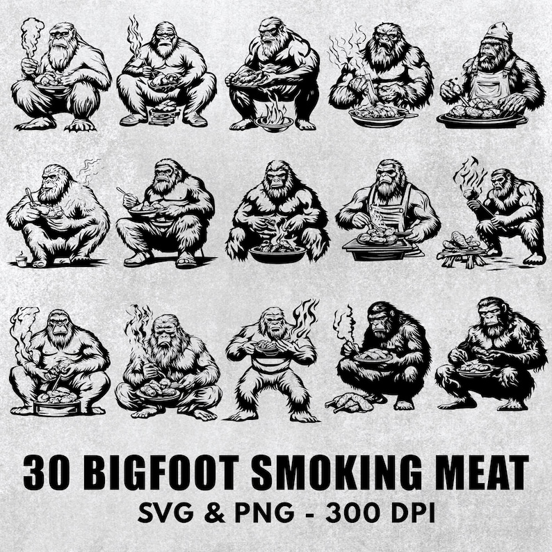 Bigfoot Smoking Meat Svg Bundle, Bigfoot Smoking Meat Silhouette Png ...