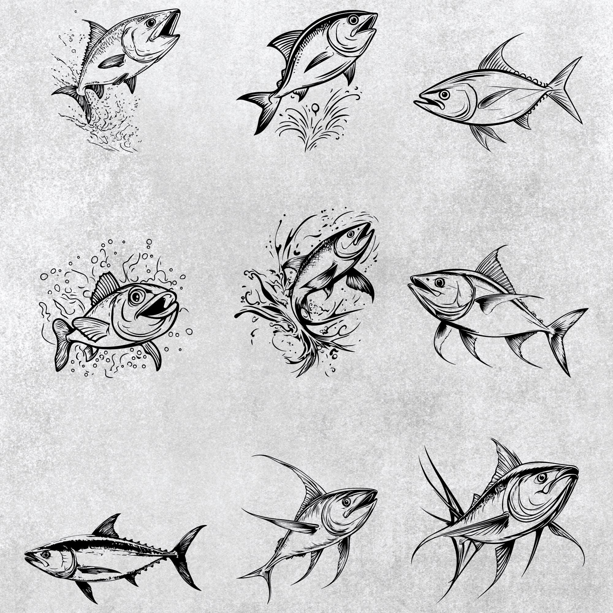 Tuna Fish SVG PNG Bundle: Vector Clipart Cut Files - Etsy