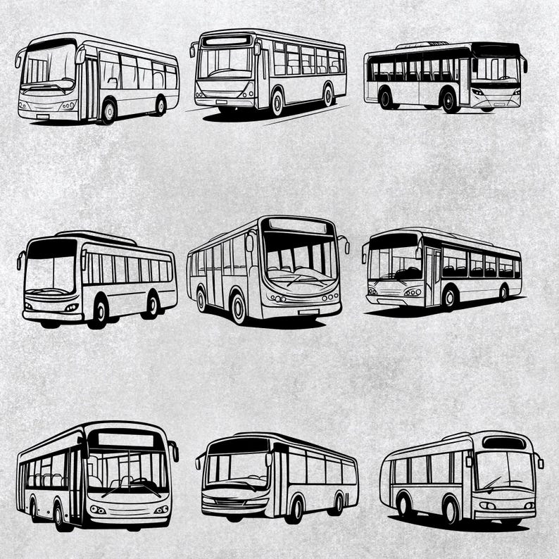 City Bus Silhouette Bundle Svg, City Bus Vector Set, City Bus Clipart ...