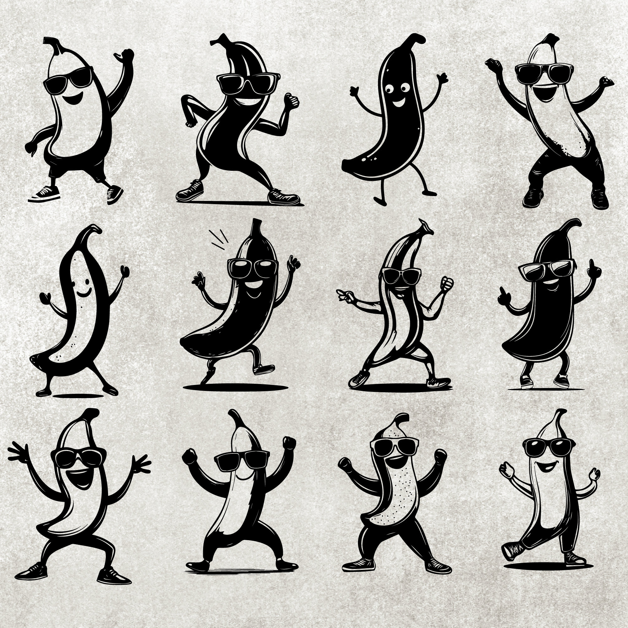 Cute Banana Dancing Svg Bundle, Cute Banana Dancing Silhouette, Cute ...