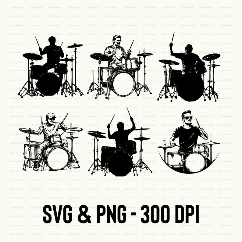 Drummer Svg Png, Drummer Clipart, Drummer Silhouette, Drummer Vector ...
