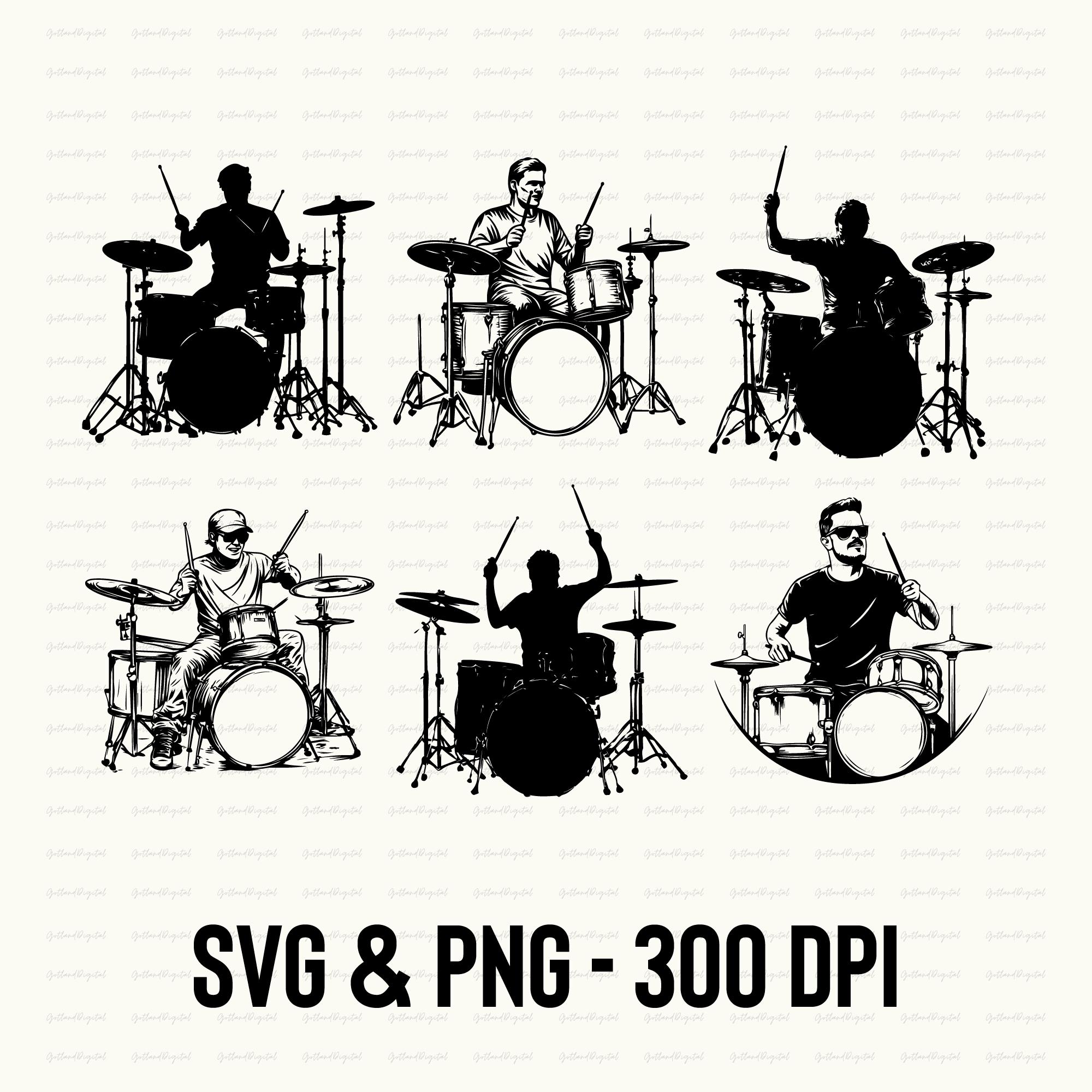 Drummer Svg Png, Drummer Clipart, Drummer Silhouette, Drummer Vector ...