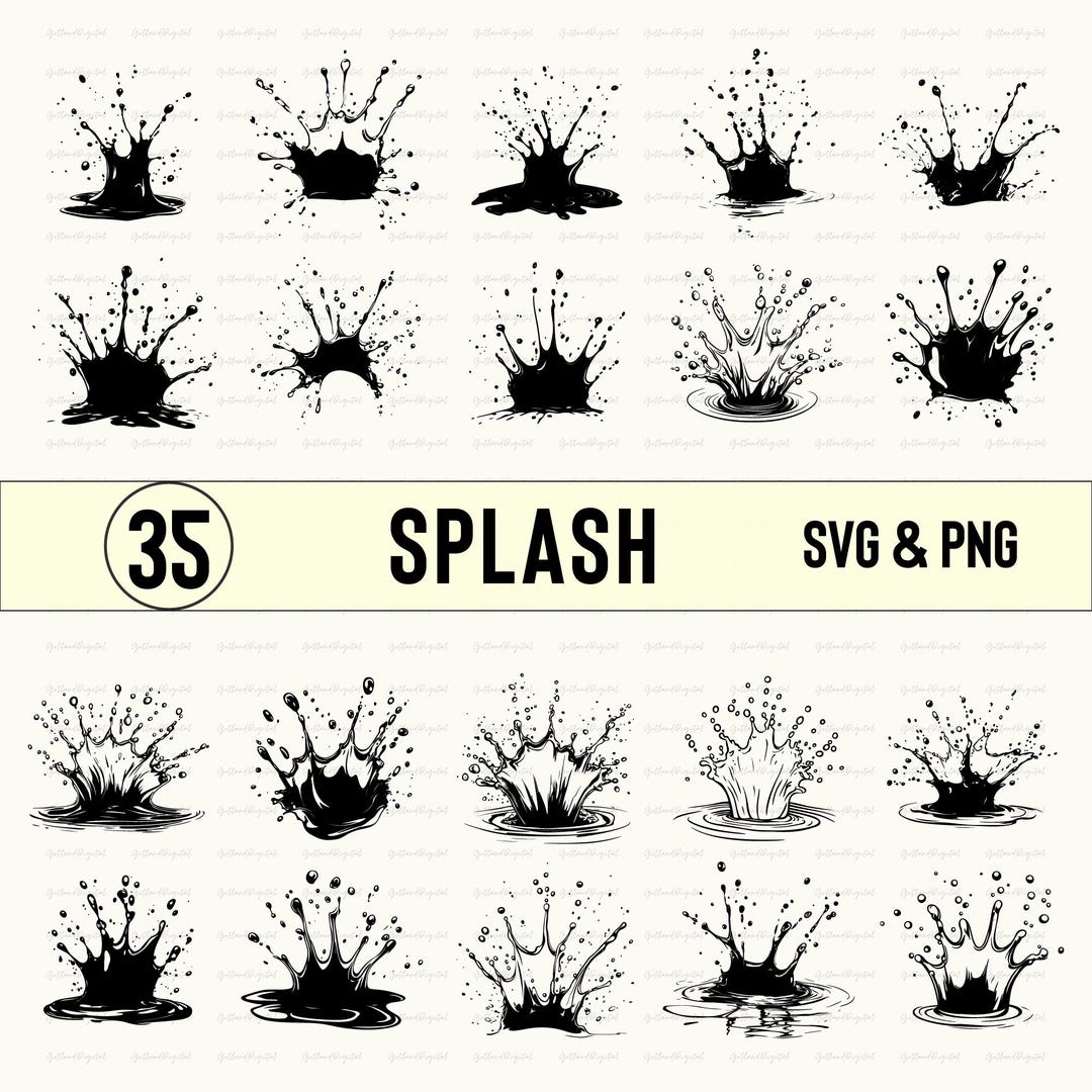 Splash Svg Bundle, Splash Silhouette, Splash Clipart, Splash Vector ...