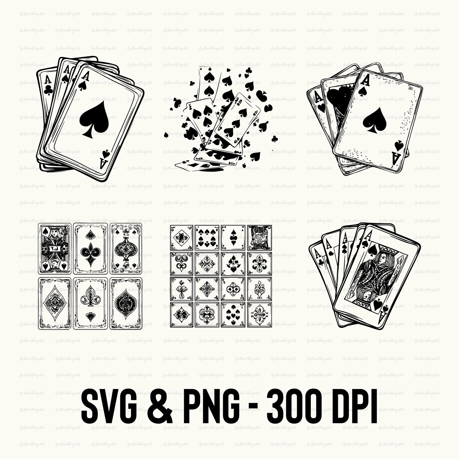 Playing Cards SVG PNG Clipart: Vector Cut Files - Etsy