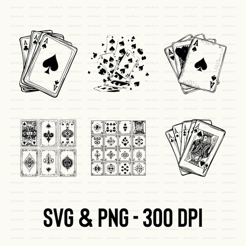 Playing Cards SVG PNG Clipart: Vector Cut Files - Etsy Australia