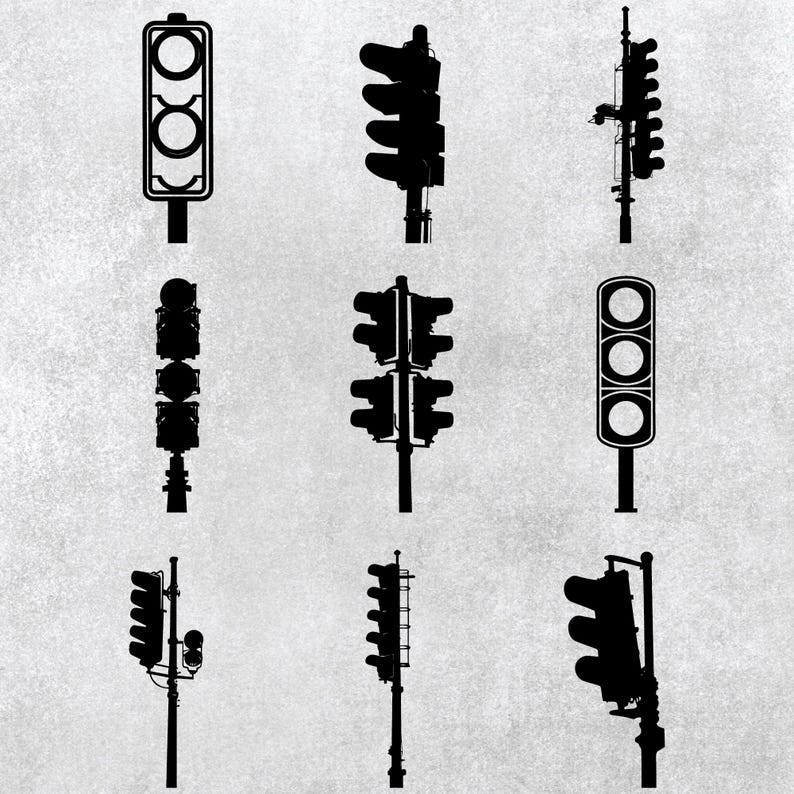 Traffic Light Svg Bundle, Traffic Light Silhouette Set, Traffic Light ...