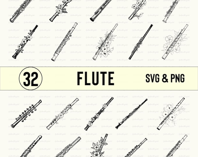 Flute SVG, Flute Clipart, SVG, Flute Clip Art, Cricut, Silhouette Cameo ...