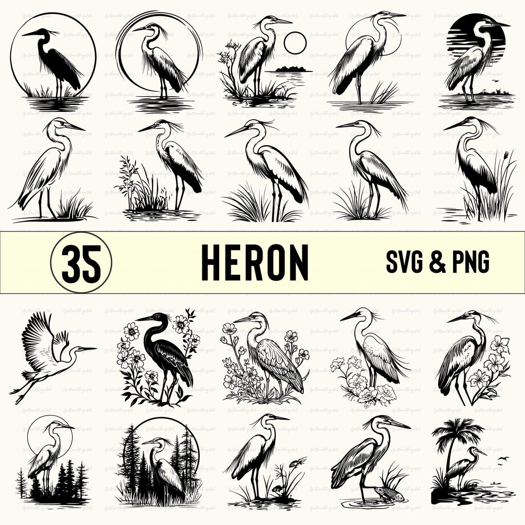 Heron Svg Png, Heron Clipart, Heron Silhouette, Heron Vector, Heron Cut ...
