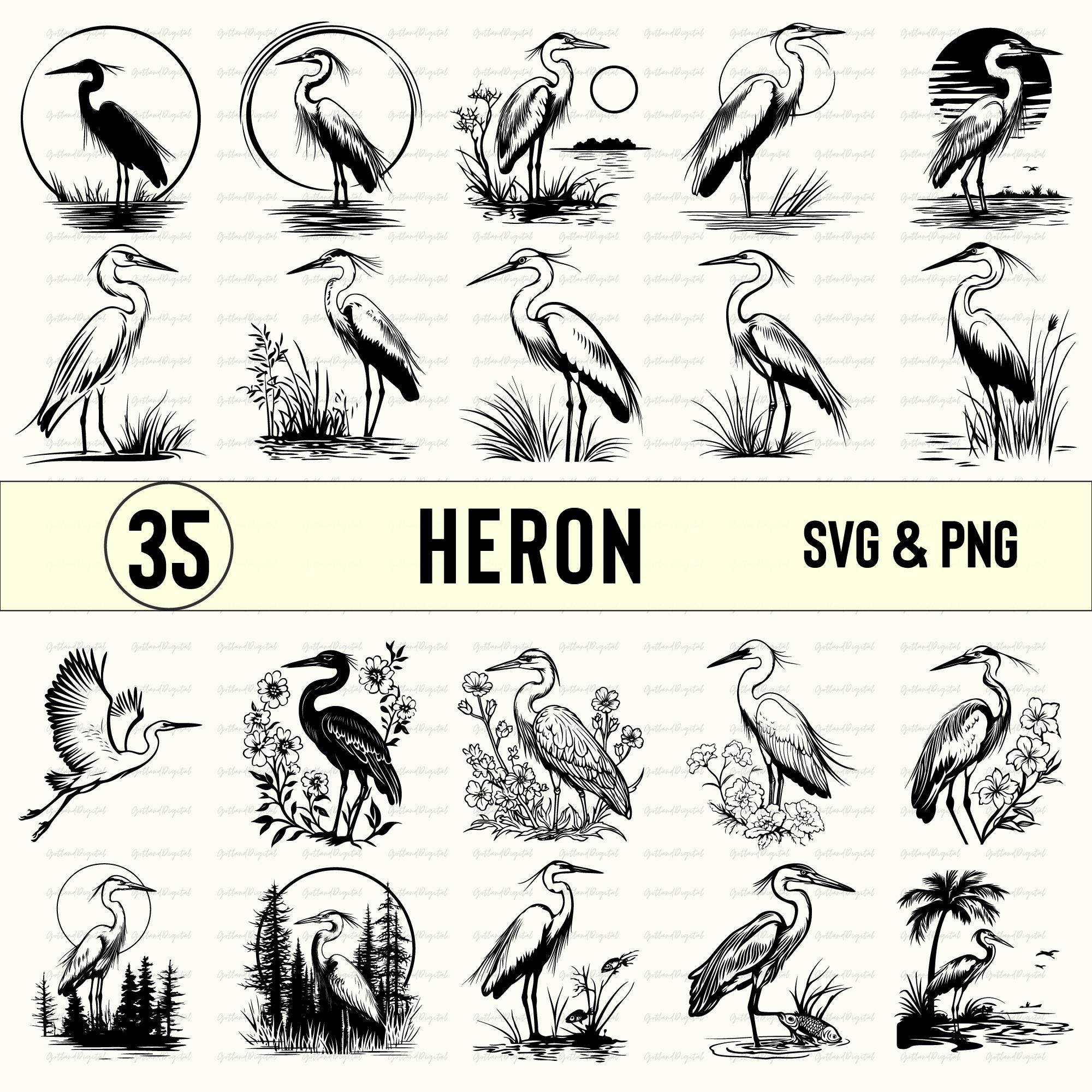Heron Svg Png, Heron Clipart, Heron Silhouette, Heron Vector, Heron Cut ...