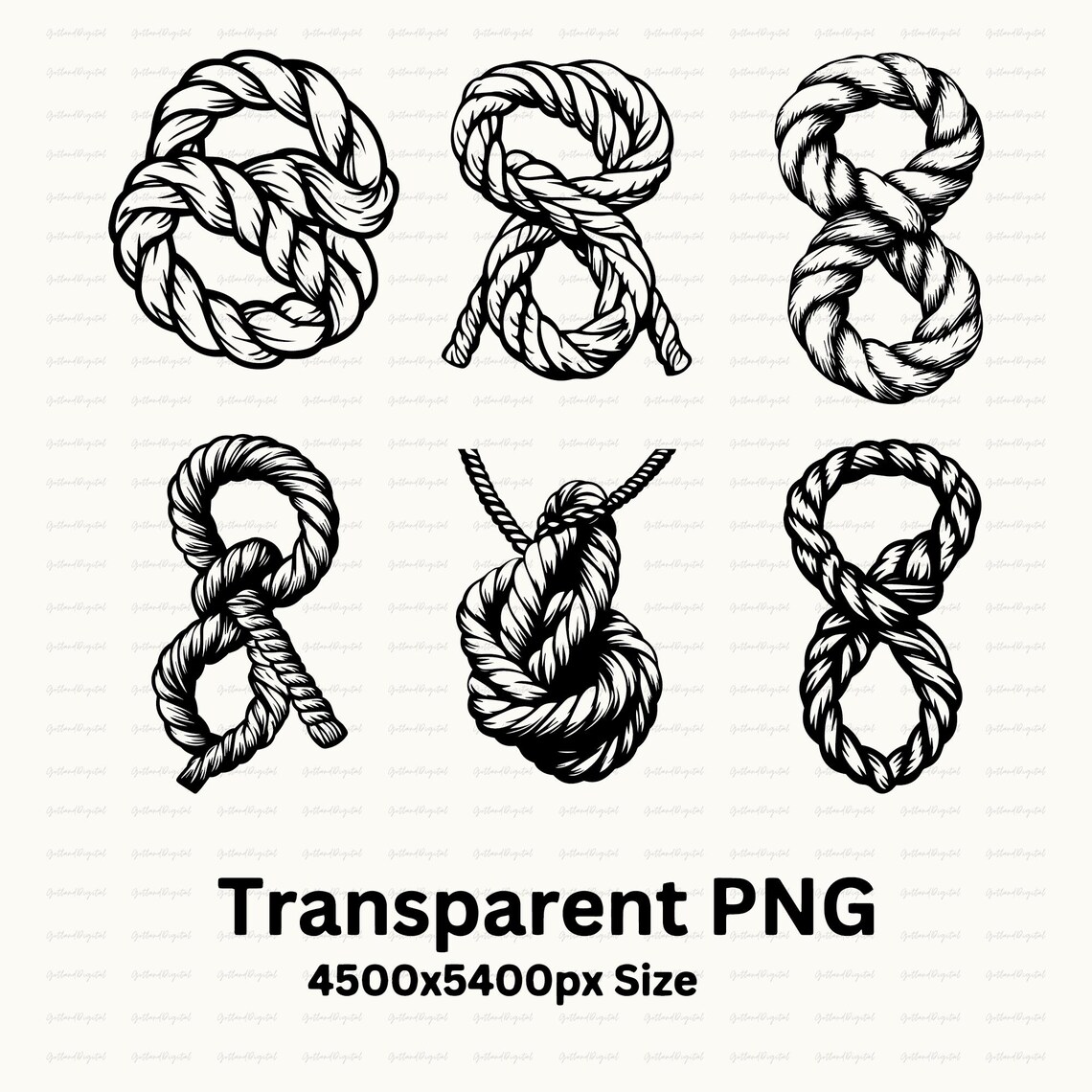 Rope Knot Svg Bundle, Rope Knot Silhouette, Rope Knot Clipart, Rope ...