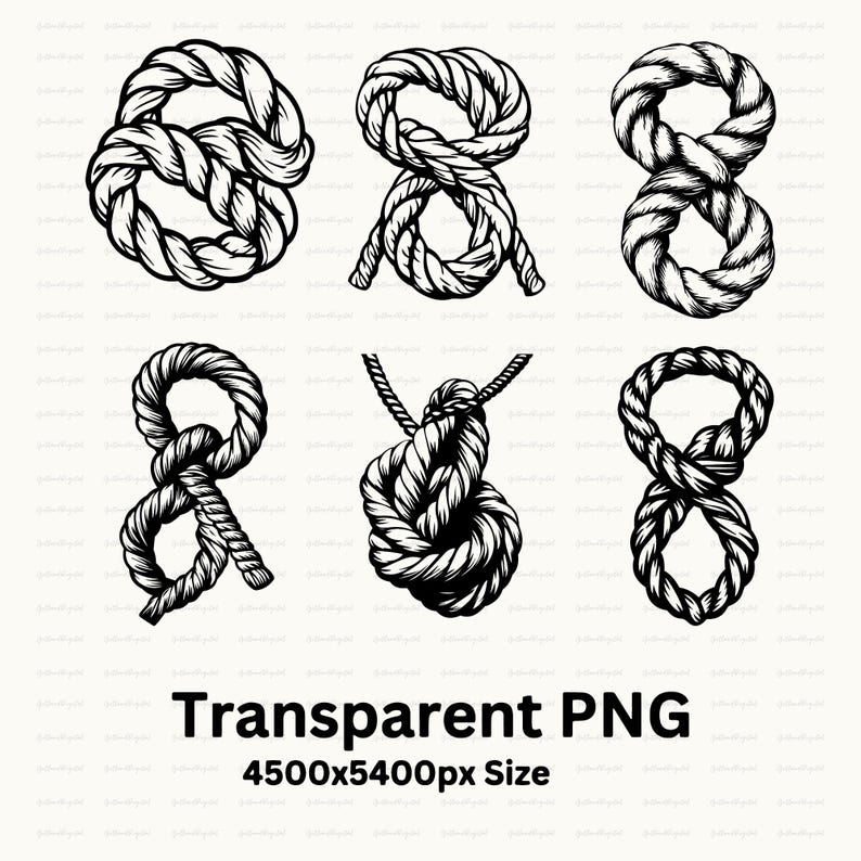 Rope Knot Svg Bundle, Rope Knot Silhouette, Rope Knot Clipart, Rope ...