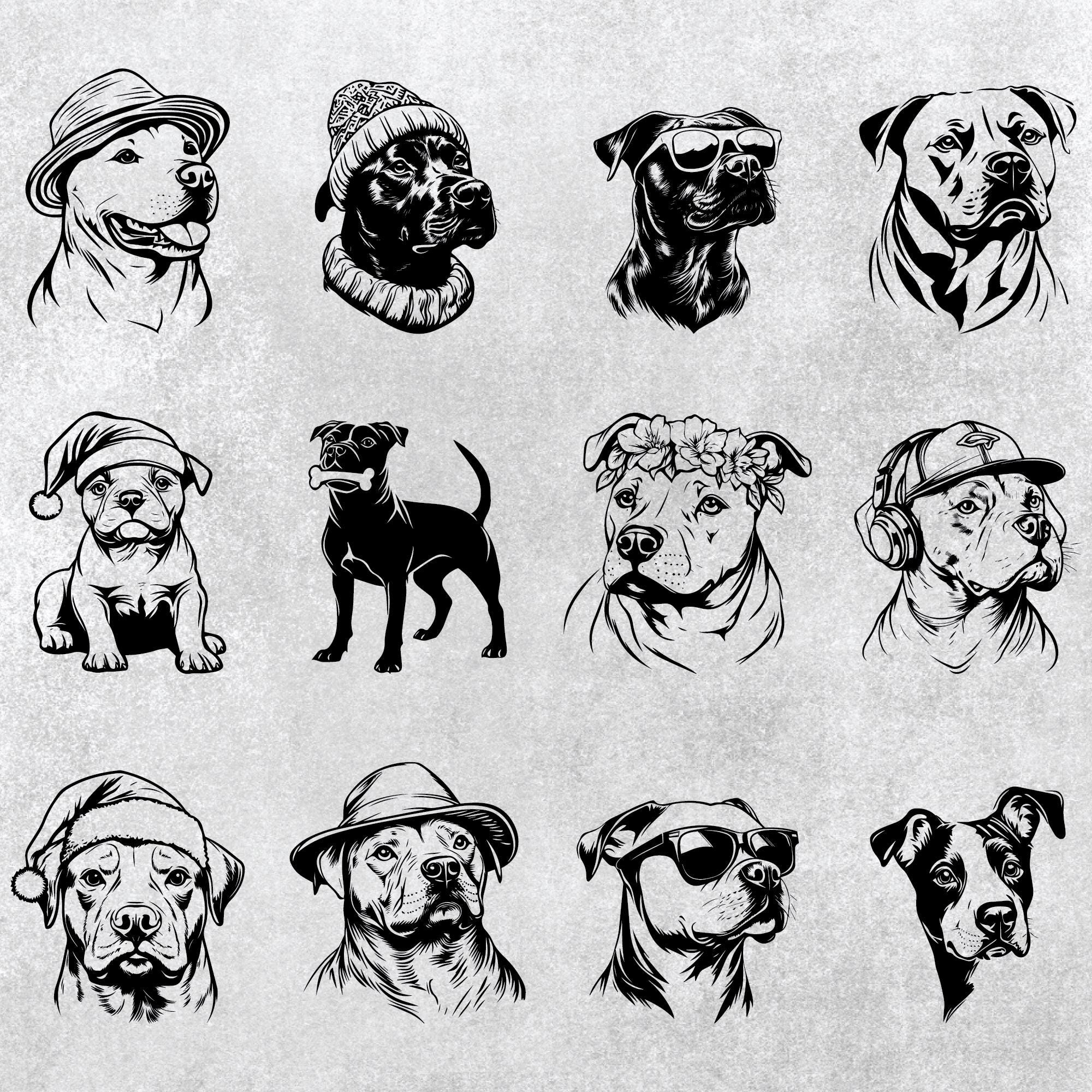 Staffy Dog Svg Bundle, Staffy Dog Silhouette, Staffy Dog Clipart ...