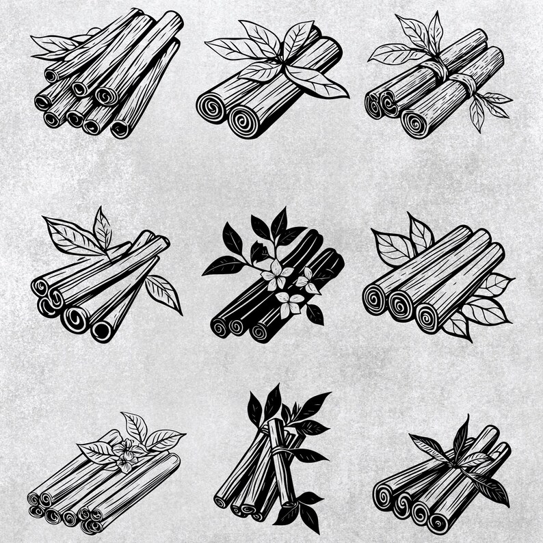 Cinnamon Svg Bundle, Cinnamon Silhouette Set, Cinnamon Clipart ...