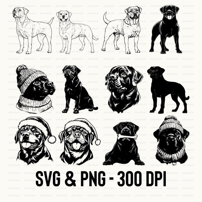 Rottweiler Svg Bundle, Rottweiler Silhouette, Rottweiler Clipart ...