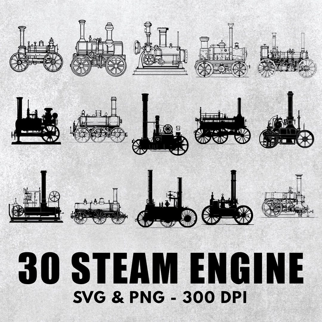 Steam Engine Svg Bundle, Steam Engine Vector Set, Steam Engine Clipart ...