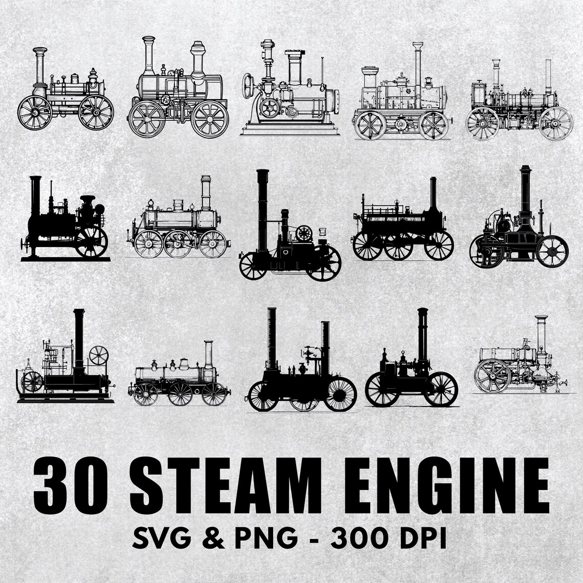 Steam Engine Svg Bundle, Steam Engine Vector Set, Steam Engine Clipart ...