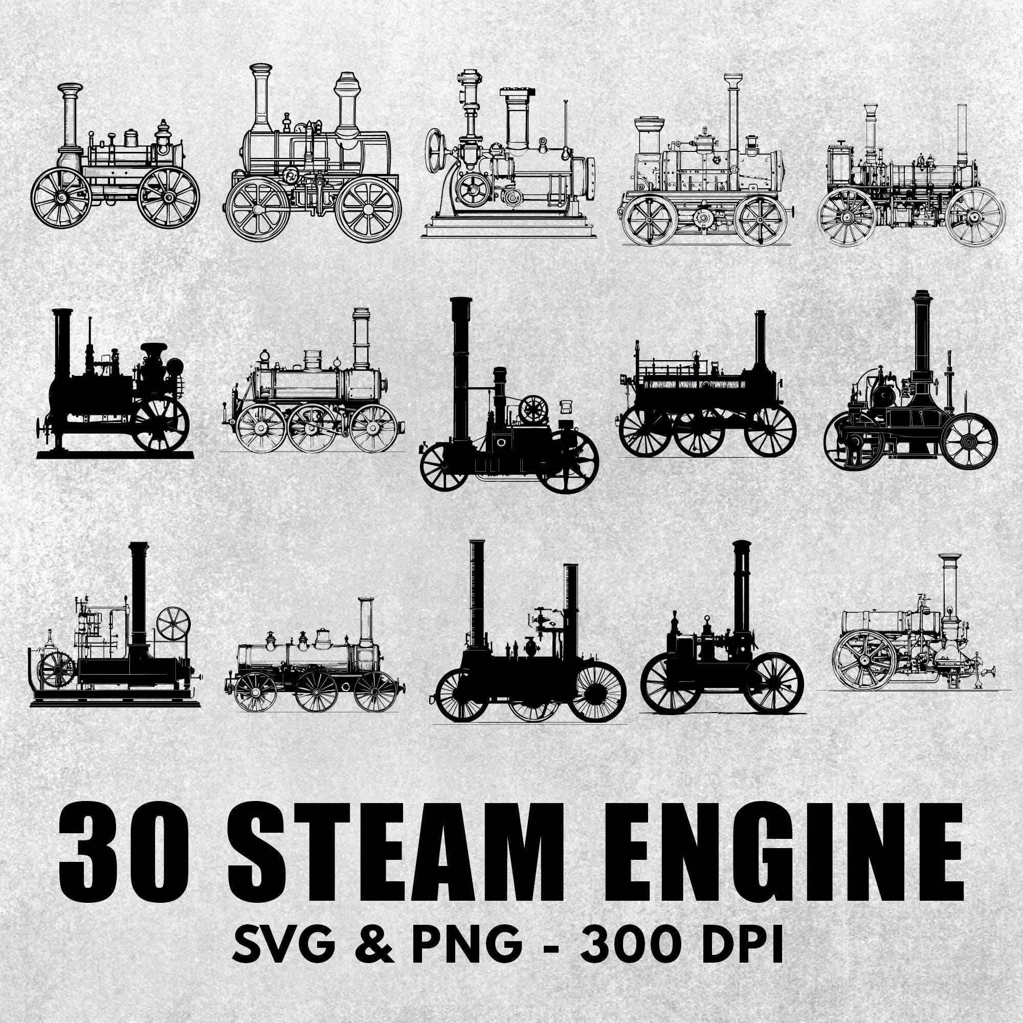 Steam Engine Svg Bundle, Steam Engine Vector Set, Steam Engine Clipart ...