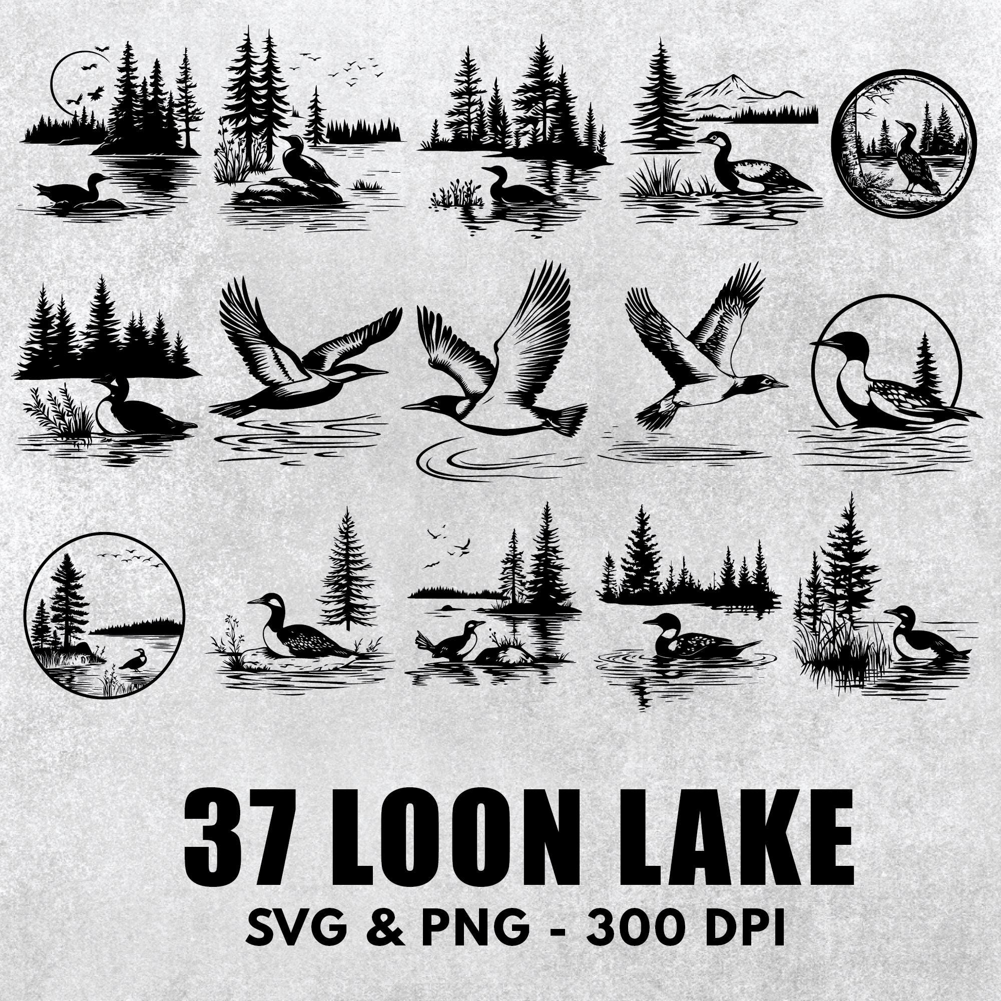 Loon Lake Svg Png Bundle, Loon Lake Silhouette, Loon Lake Clipart, Loon ...