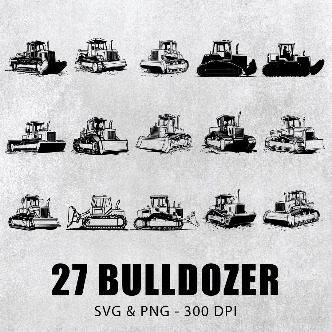 Bulldozer Clipart: Silhouette Vector Cut File (SVG, PNG) - Etsy