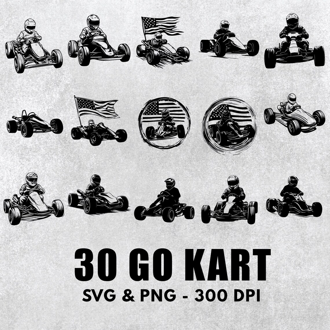 Go Kart Svg Bundle, Go Kart Silhouette Set, Go Kart Clipart, Go Kart ...