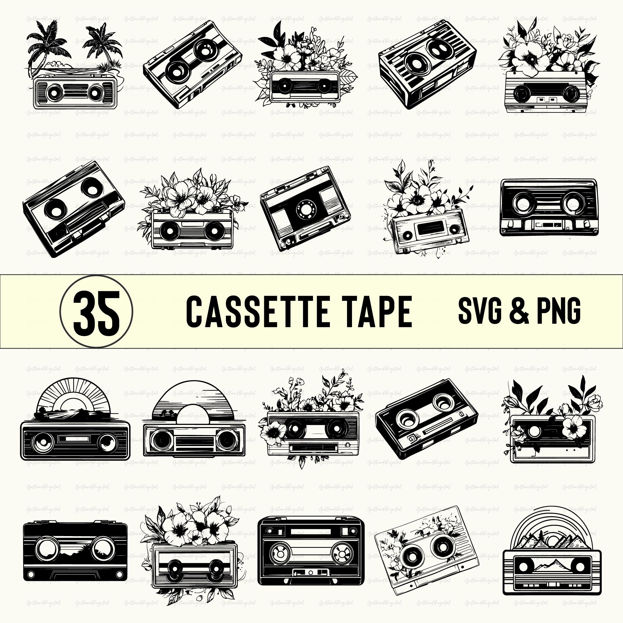Cassette Tape Clipart: Silhouette Vector SVG PNG Bundle - Etsy