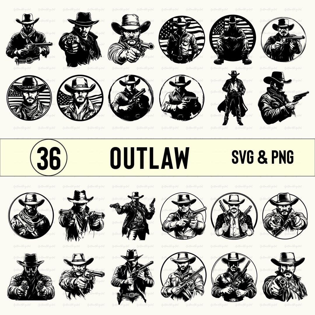 Outlaw Svg Png, Outlaw Clipart, Outlaw Silhouette, Outlaw Vector ...