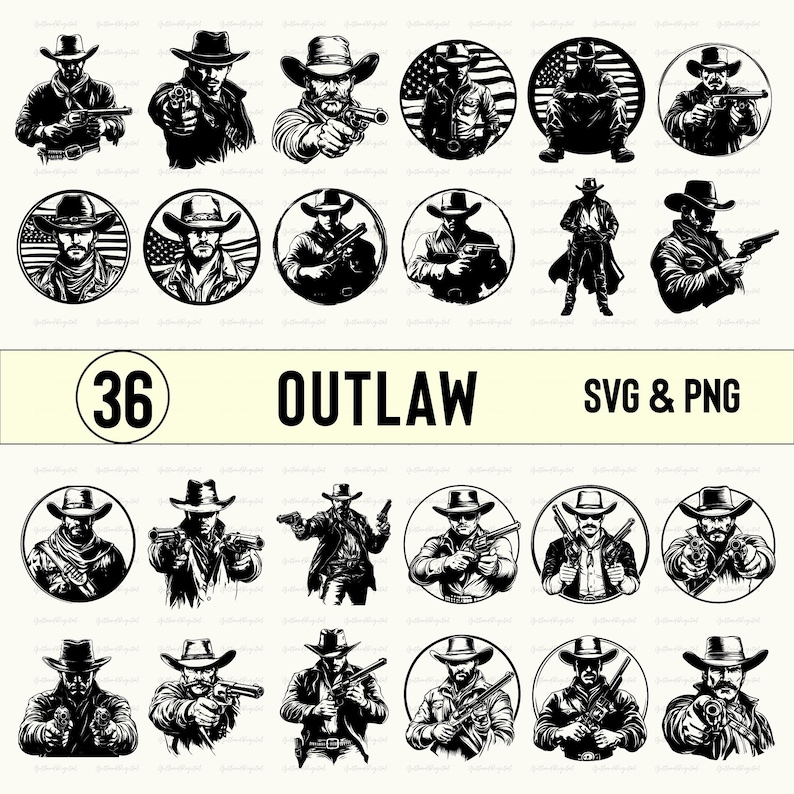 Outlaw Svg Png, Outlaw Clipart, Outlaw Silhouette, Outlaw Vector ...