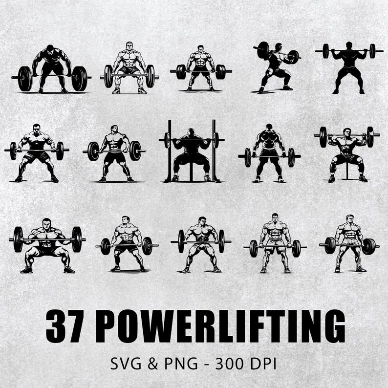 Powerlifting Silhouette Vector: Gym Cut File (SVG, PNG) - Etsy