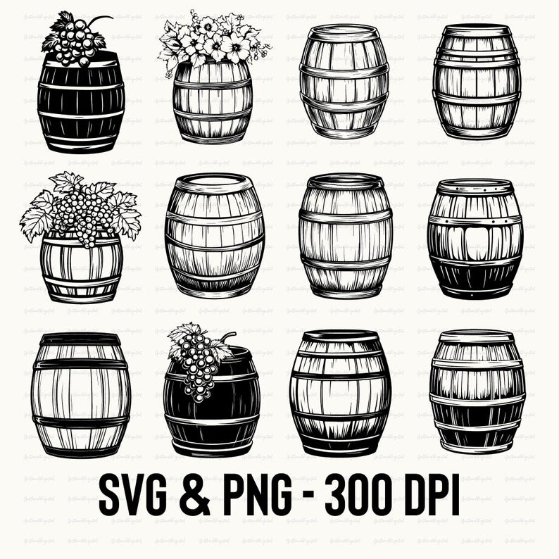 Wine Barrel Svg Png, Wine Barrel Clipart, Wine Barrel Silhouette, Wine ...