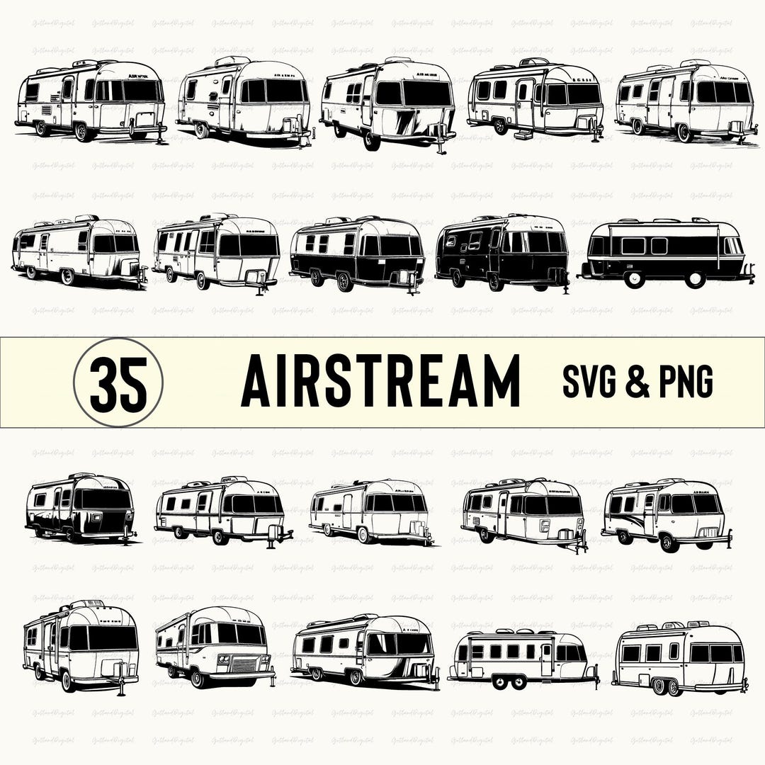 Airstream Svg Bundle, Airstream Silhouette, Airstream Clipart ...