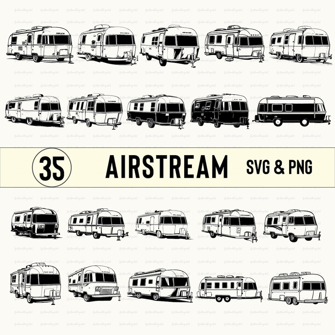 Airstream Svg Bundle, Airstream Silhouette, Airstream Clipart ...