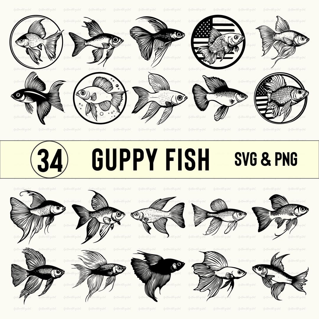 Guppy Fish Svg Png, Guppy Fish Clipart, Guppy Fish Silhouette, Guppy ...