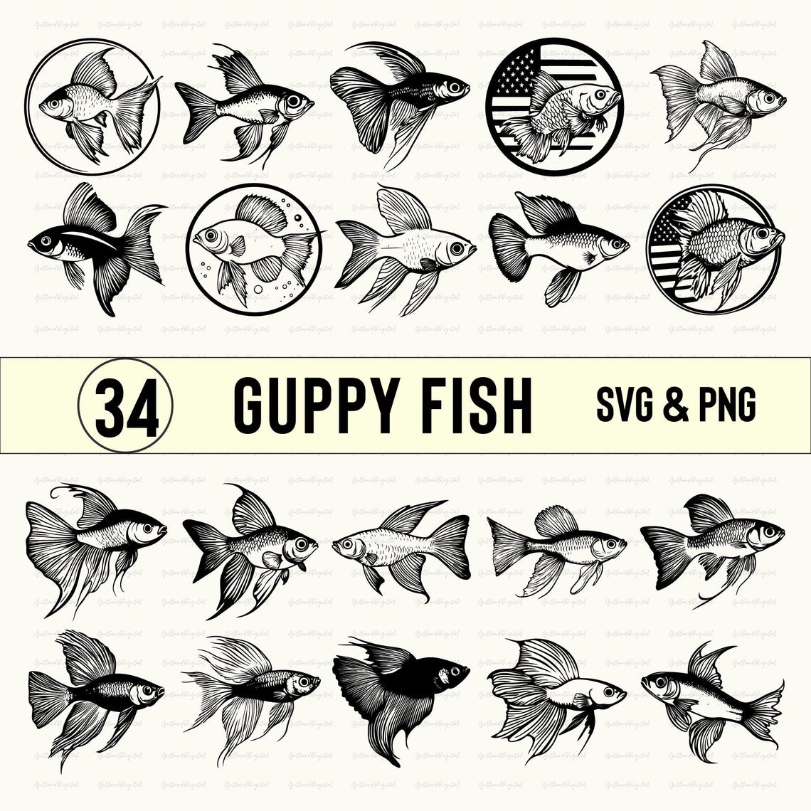 Guppy Fish Svg Png, Guppy Fish Clipart, Guppy Fish Silhouette, Guppy ...