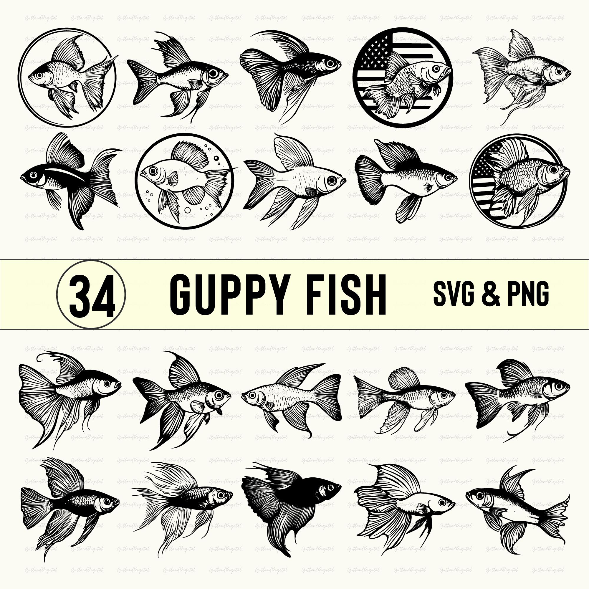 Guppy Fish Svg Png, Guppy Fish Clipart, Guppy Fish Silhouette, Guppy ...