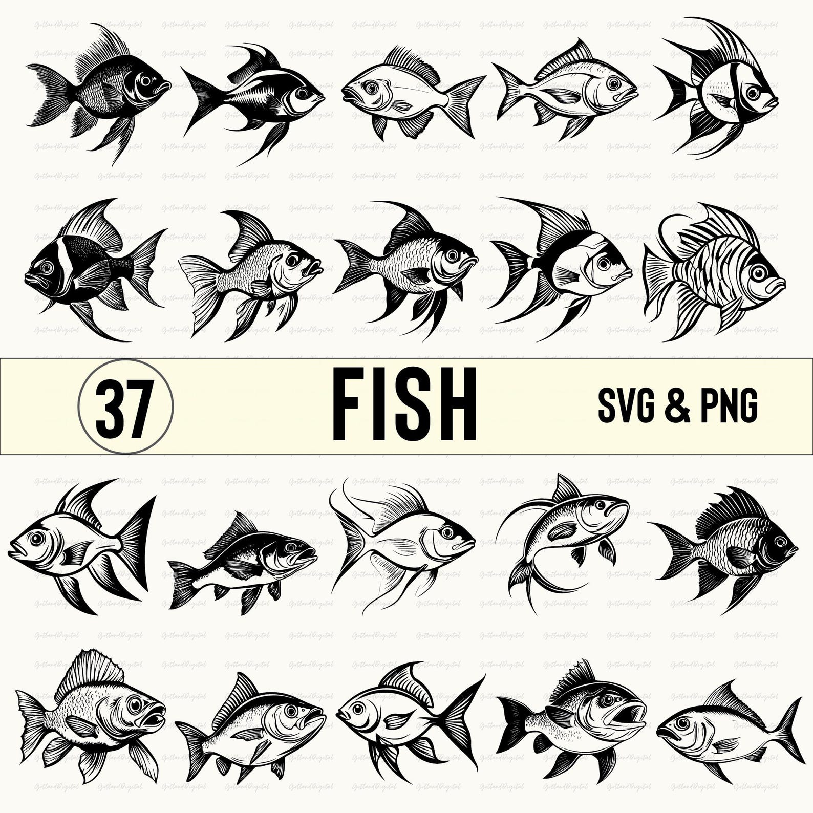 Fish Svg Bundle, Fish Silhouette, Fish Clipart, Fish Vector, Fish Decal ...