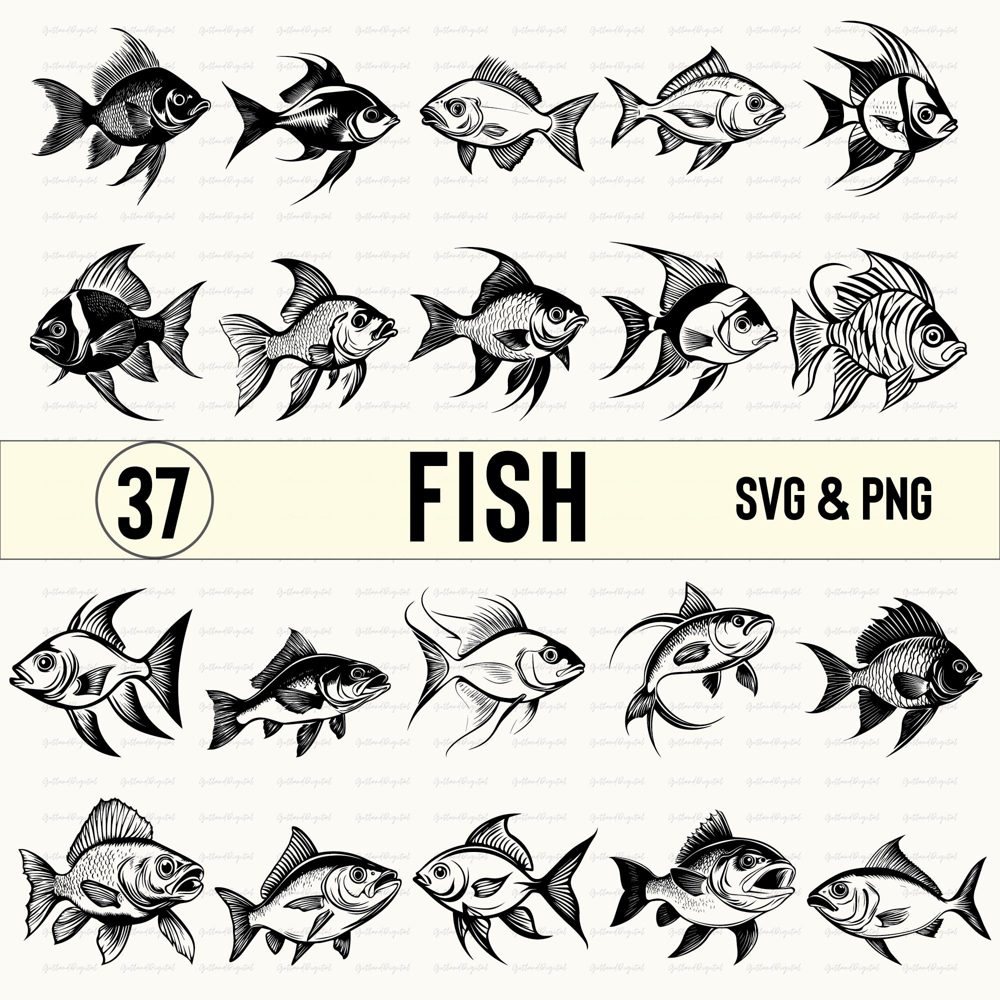Fish Svg Bundle, Fish Silhouette, Fish Clipart, Fish Vector, Fish Decal ...