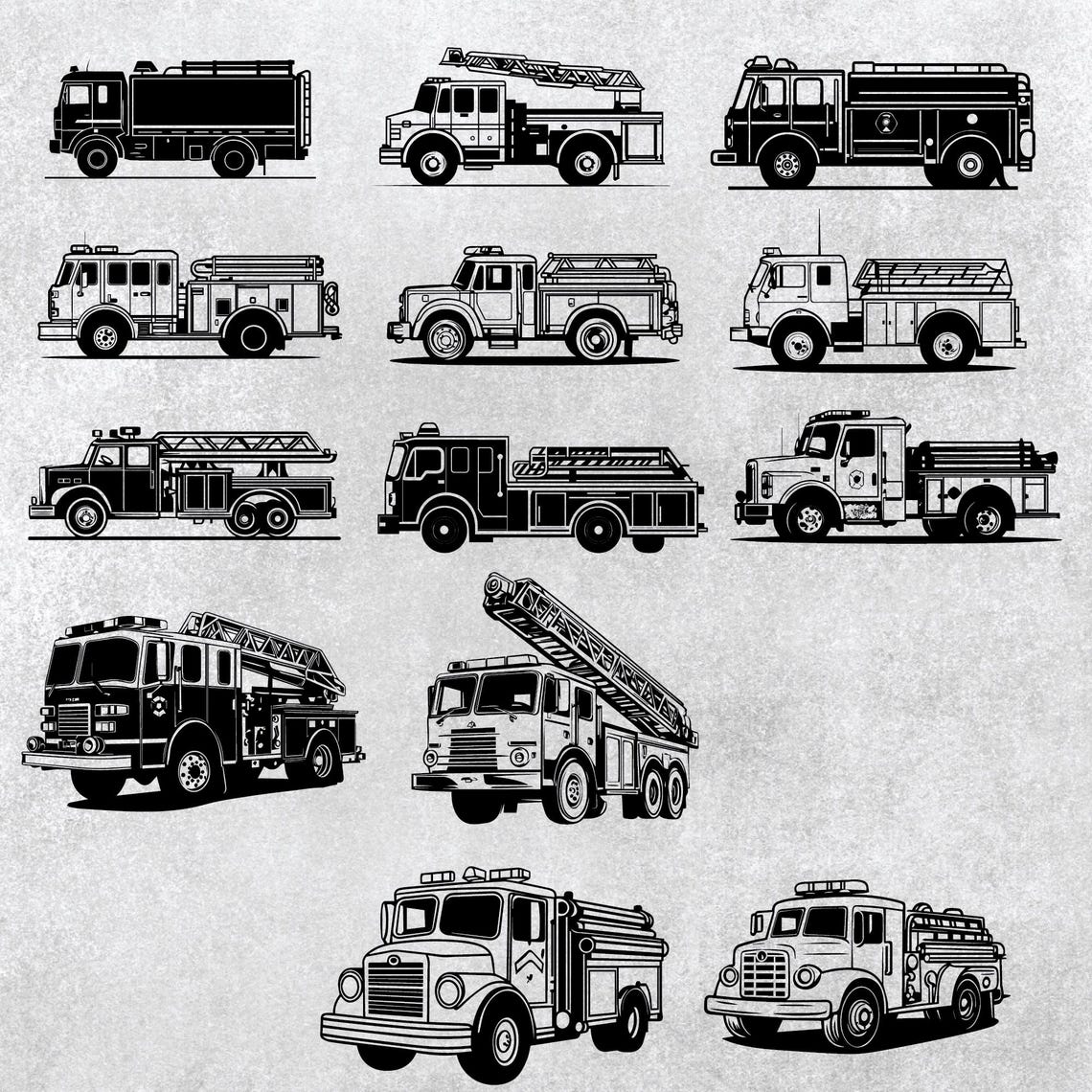 Fire Truck SVG Bundle: Clipart Vector Set (PNG, Cricut Files) - Etsy