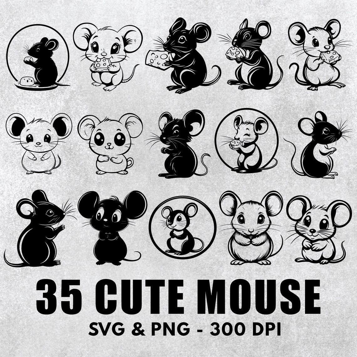 Cute Mouse Svg Bundle, Cute Mouse Silhouette Png, Cute Mouse Clipart ...