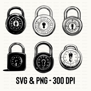 Combination Lock Svg Bundle, Combination Lock Silhouette, Combination Lock Clipart, Combination ...