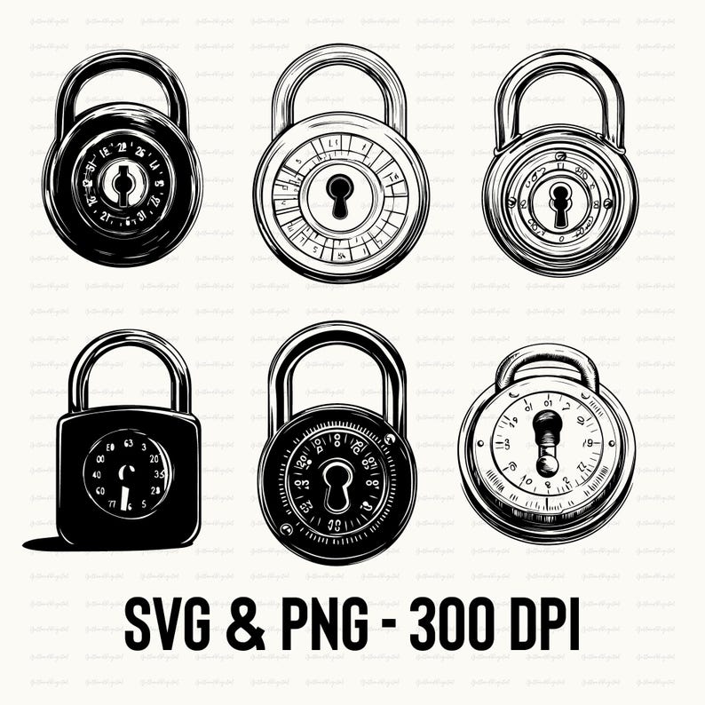 Combination Lock Svg Bundle, Combination Lock Silhouette, Combination ...
