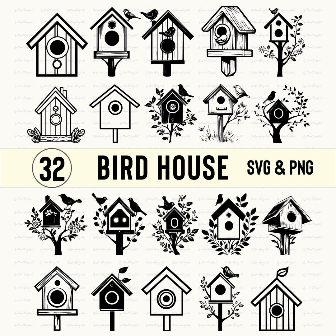 Bird House SVG Bundle: Silhouette Clipart Vector Designs (PNG) - Etsy