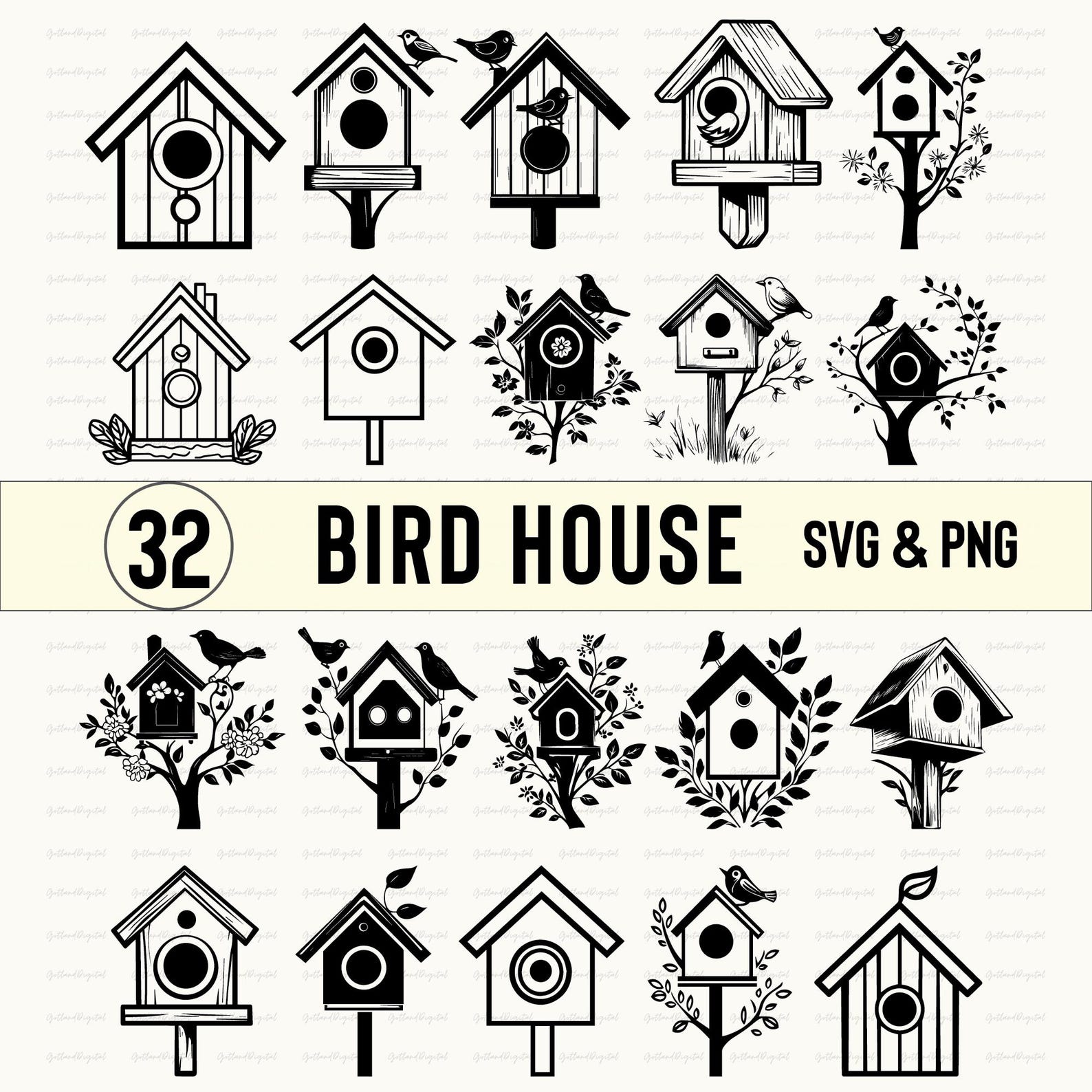 Bird House Svg Bundle, Bird House Silhouette, Bird House Clipart, Bird ...