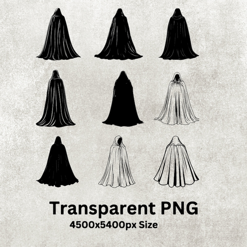 Cloak Svg Bundle, Cloak Silhouette, Cloak Clipart Vector, Cloak Decal ...
