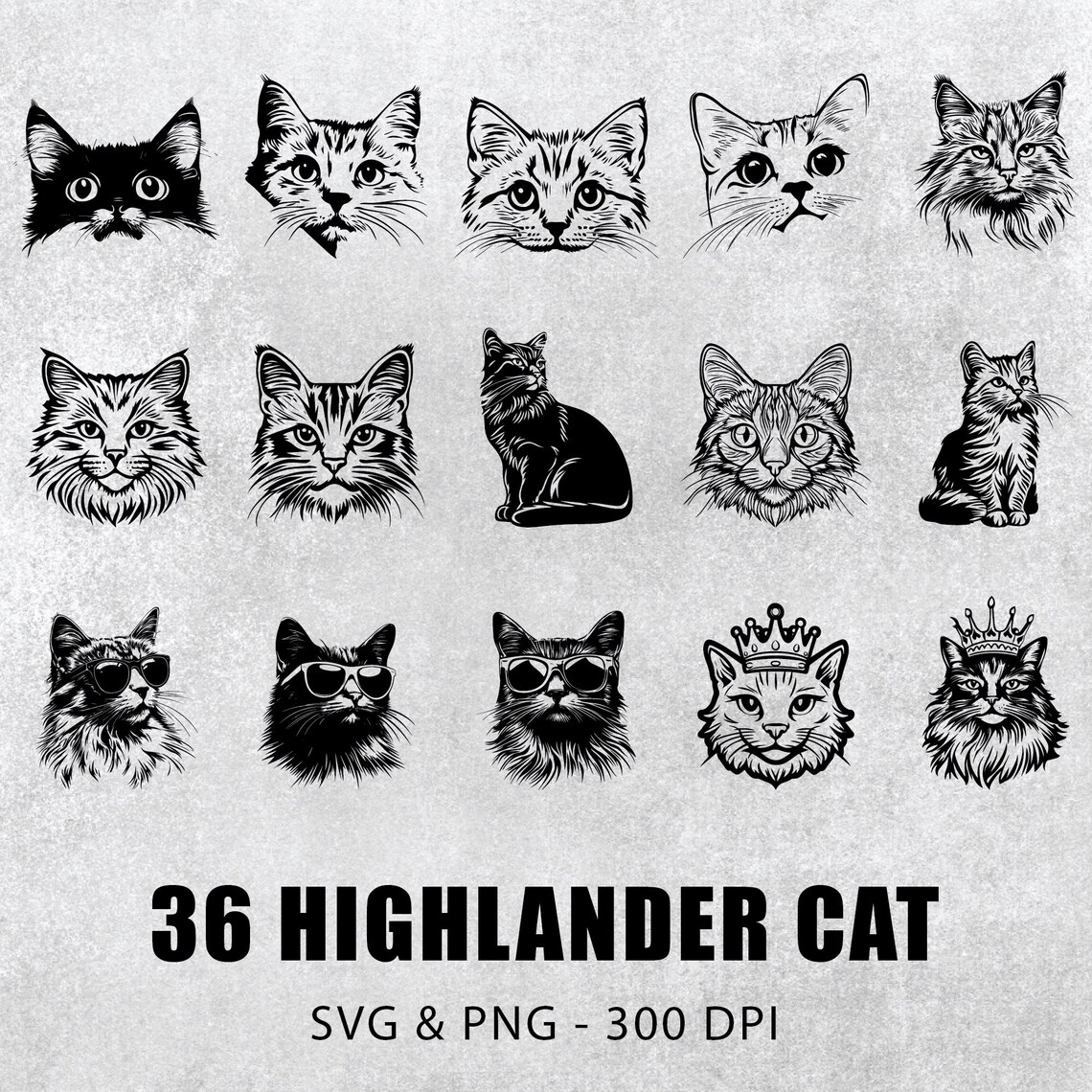 Highlander Cat Svg Bundle, Highlander Cat Silhouette Png, Highlander ...