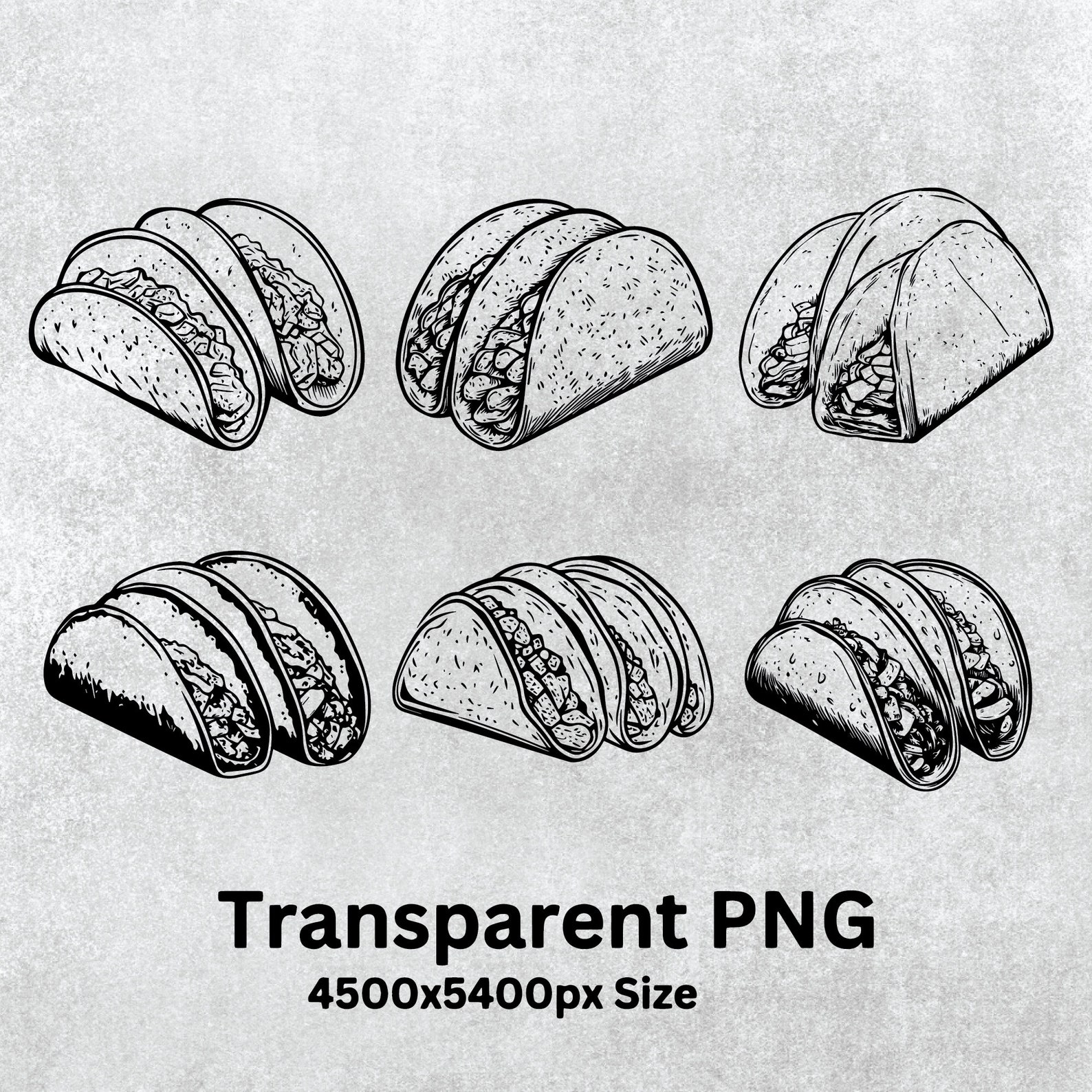 Tacos SVG Bundle: Silhouette Clipart Vector (PNG) - Etsy