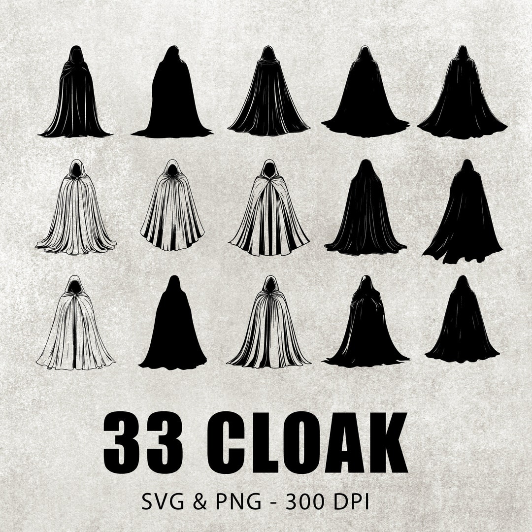 Cloak Svg Bundle, Cloak Silhouette, Cloak Clipart Vector, Cloak Decal ...