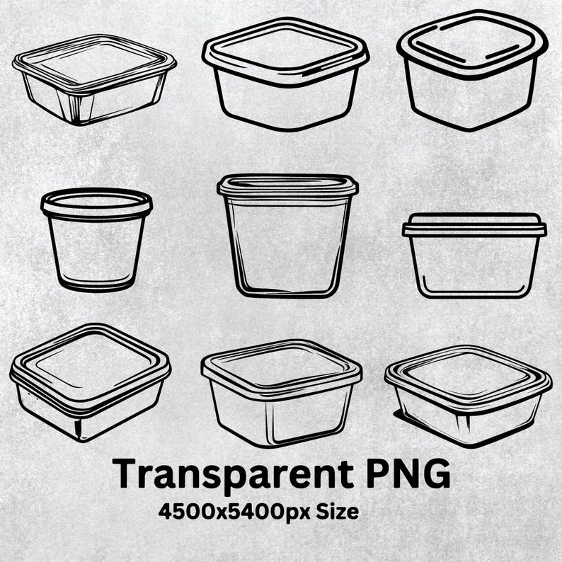 Plastic Food Container Svg Bundle, Plastic Food Container Vector Set ...
