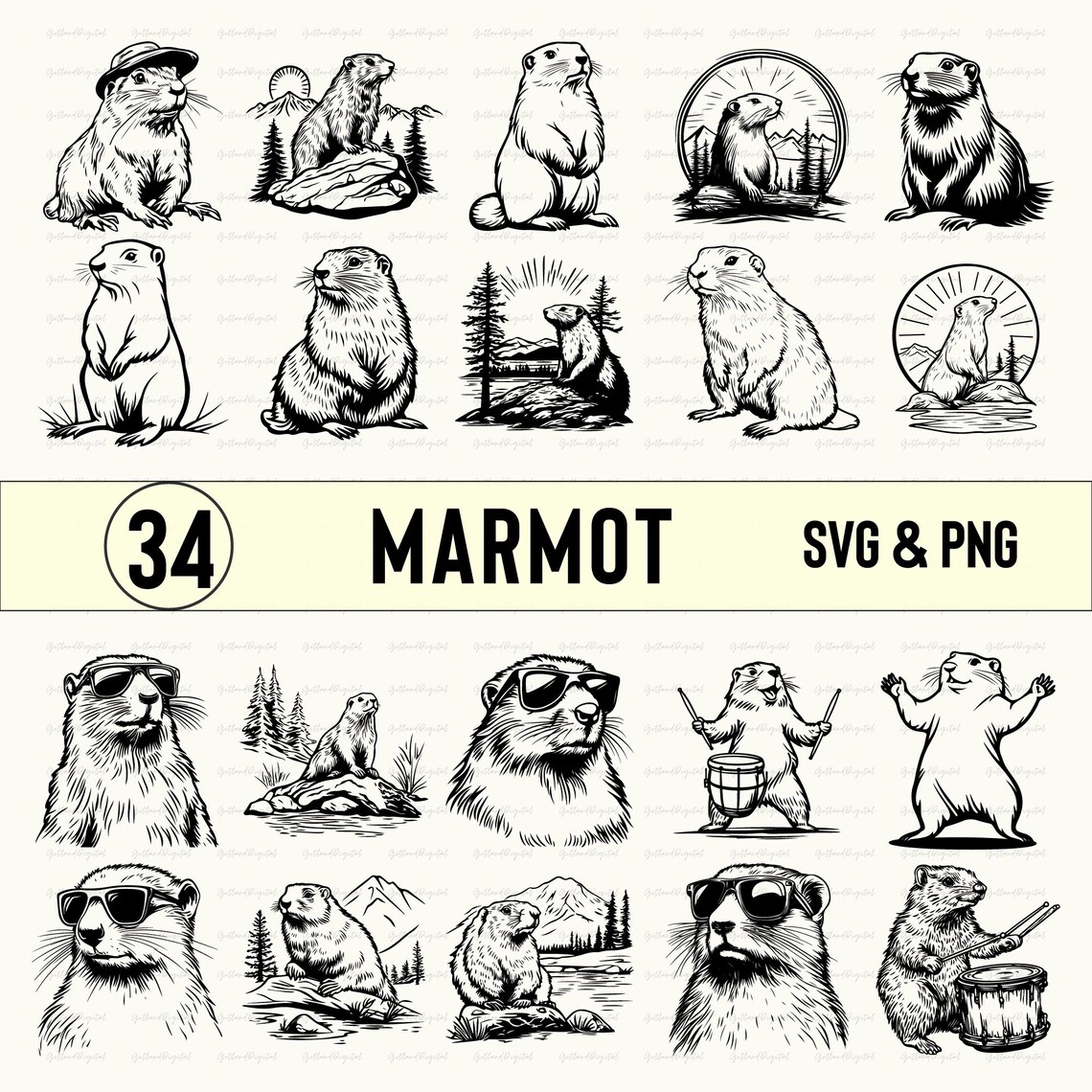 Marmot Svg Png, Marmot Clipart, Marmot Silhouette, Marmot Vector Art ...