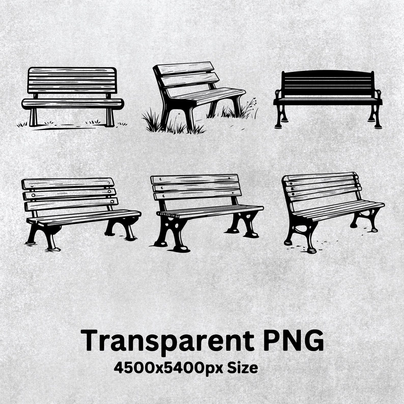 Bench SVG PNG Bundle: Silhouette Vector Art (300 DPI) - Etsy